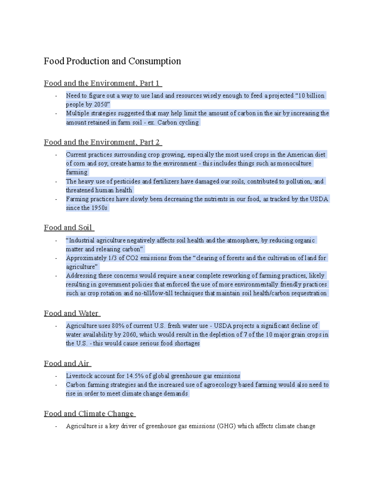Pols Week 13 Notes - Food Production and Consumption - Food Production ...