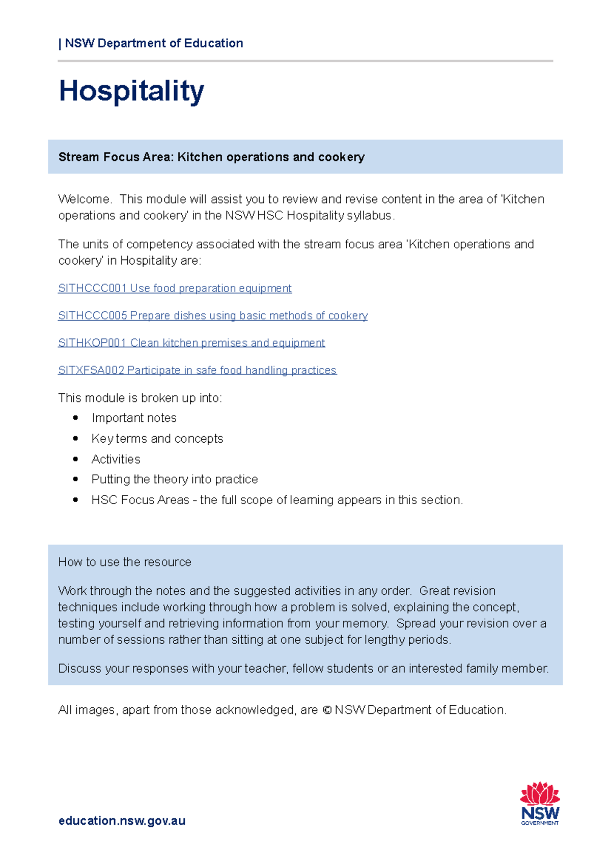 Vet s6 hospitality kitchen operations and cookery - | NSW Department of ...