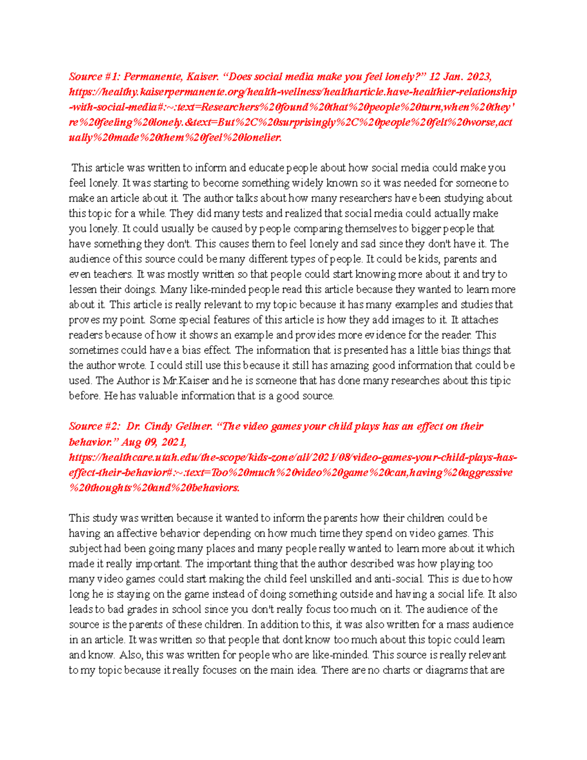 Topic description and analysis of 3 potential sources - Source #1 ...