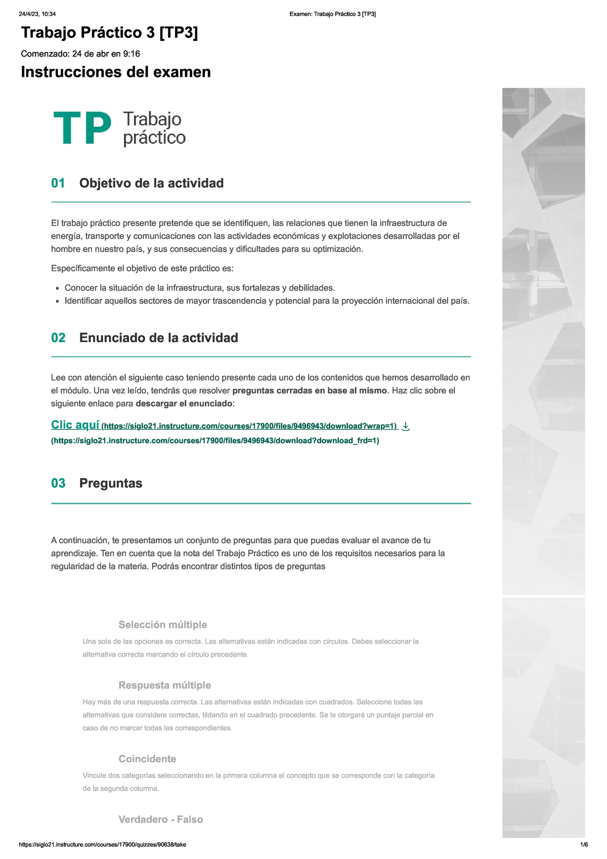 Examen Trabajo Práctico 3 [TP3] - ! " " ! - Studocu