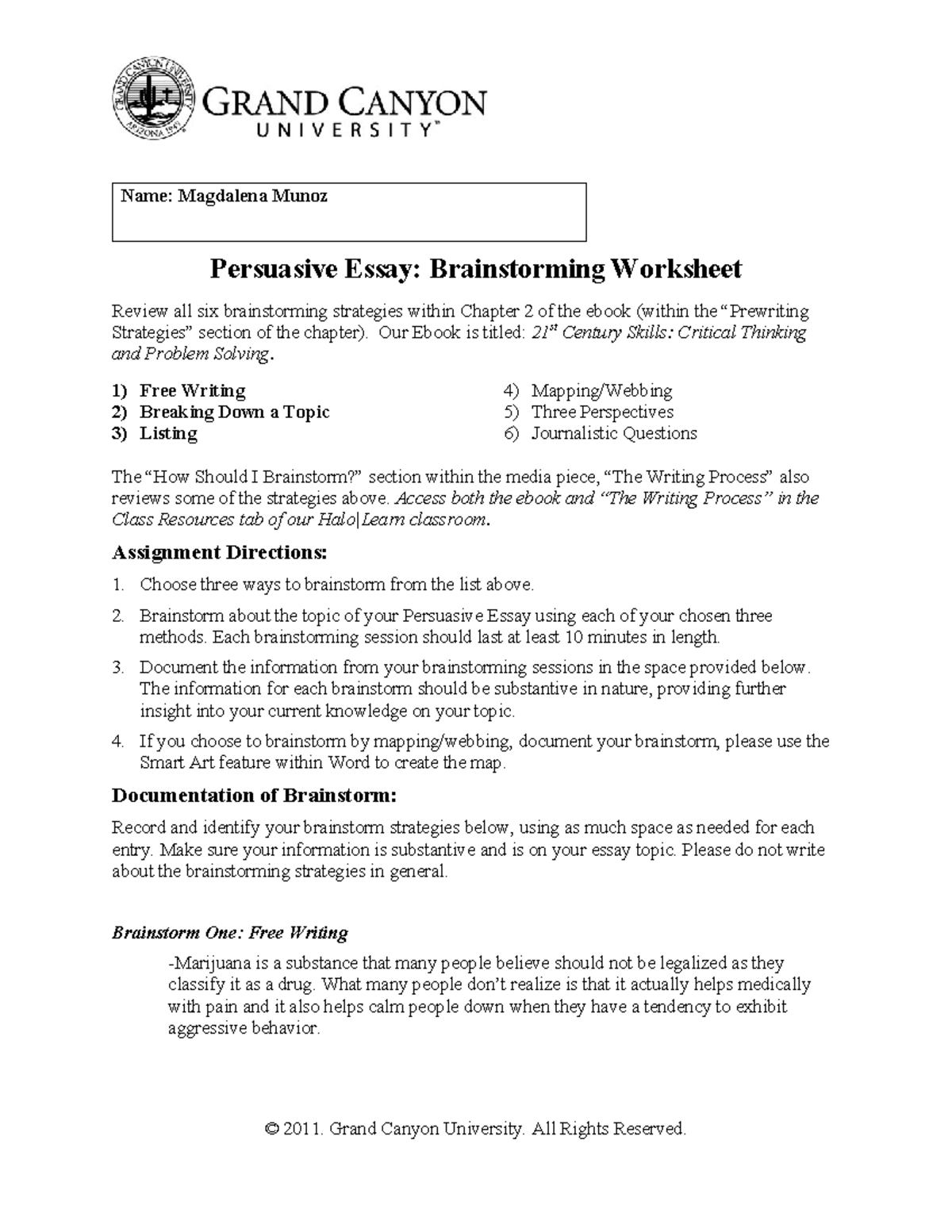 PHI105 T2 Brainstorming Worksheet 4 13 2023 - Name: Magdalena Munoz ...