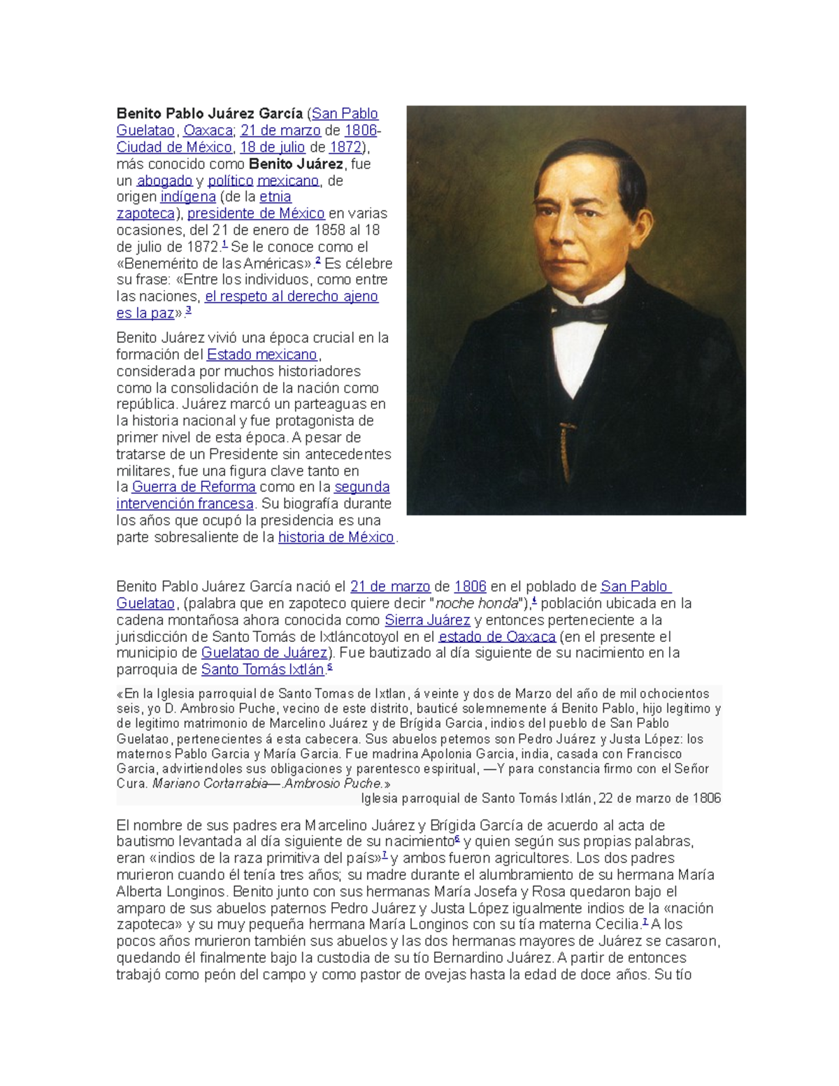 Benito Pablo Juárez García - Benito Pablo Juárez García (San Pablo ...