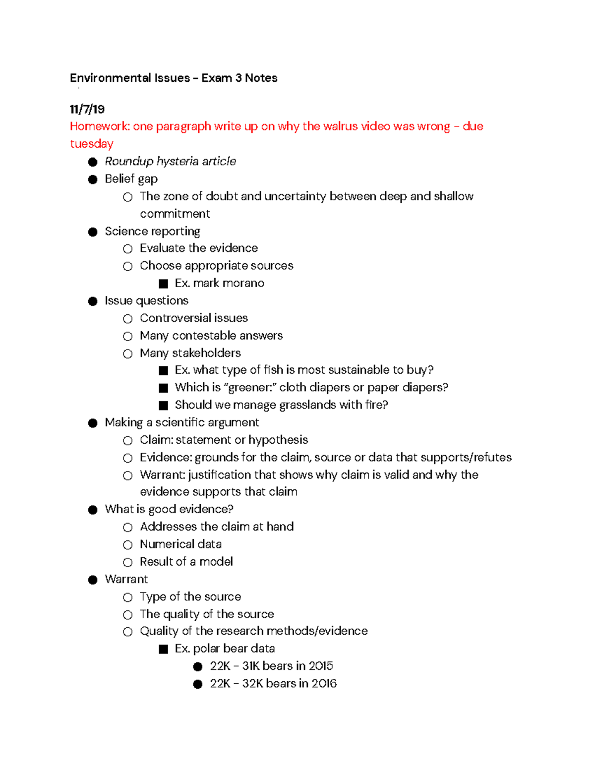 Exam 3 Notes - parks - Environmental Issues - Exam 3 Notes 11/7 ...