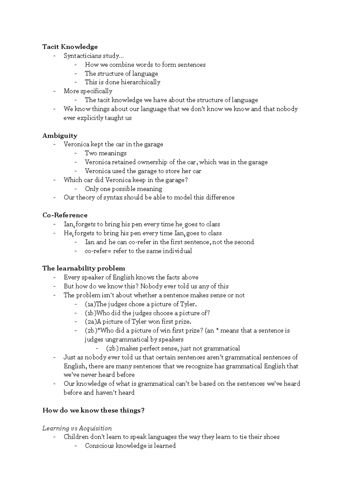 Syntax, LING 201 - Tacit Knowledge - Syntacticians study... - How we ...