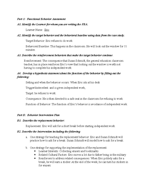 FBA BIP Form - FBA and Behavior Intervention Plan - Functional Behavior ...