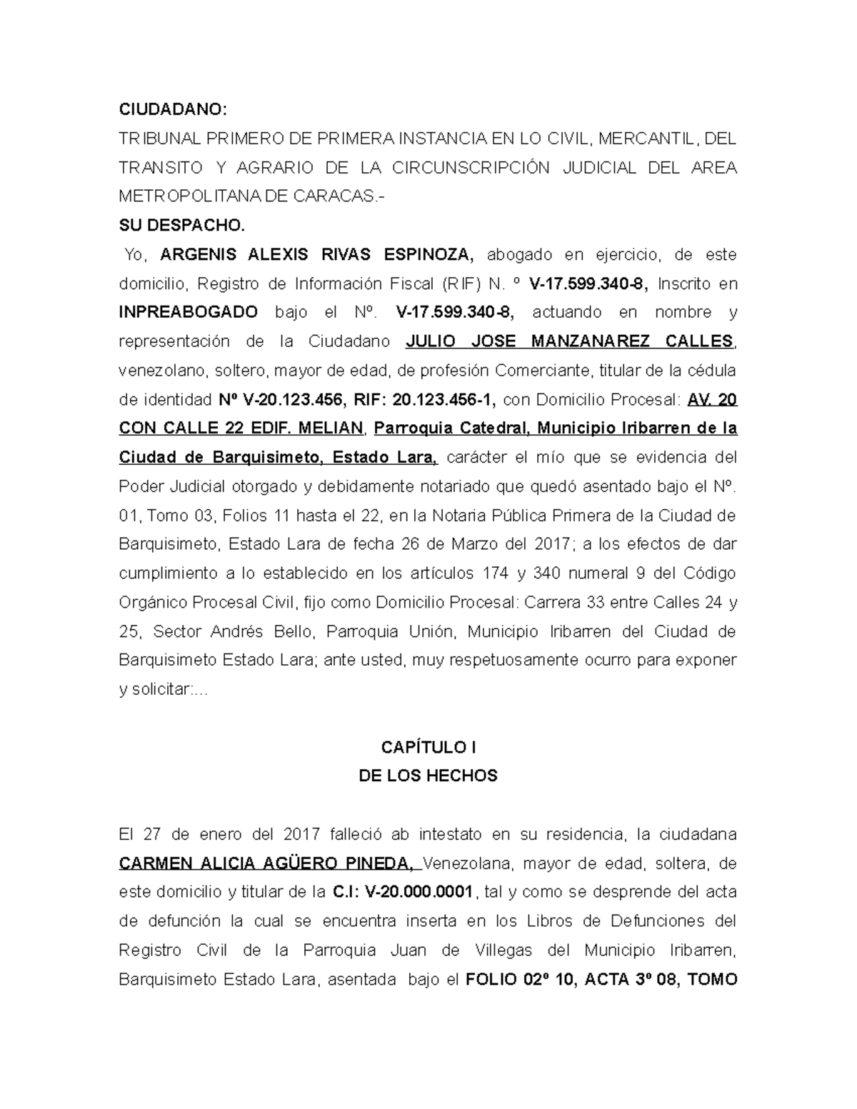 Acción MERO Declarativa Unión Estable DE Hecho - CIUDADANO: TRIBUNAL ...