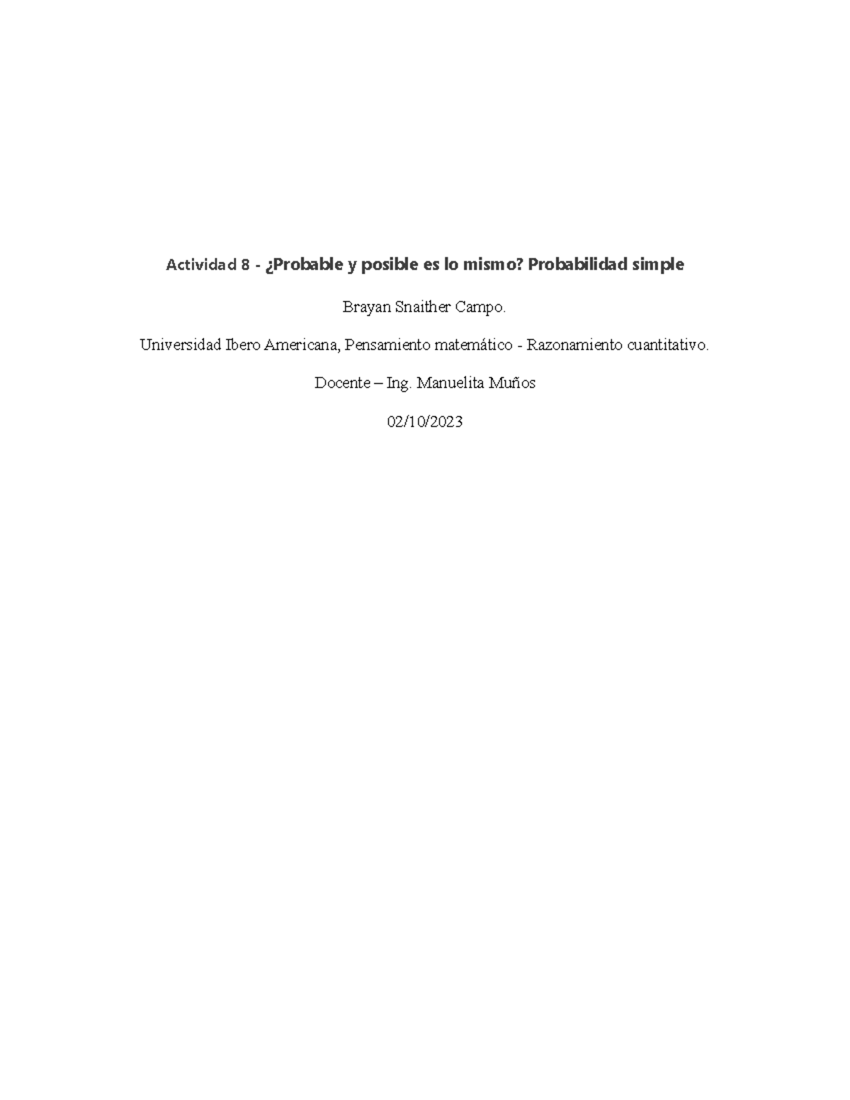 Actividad 8 -¿Probable y posible es lo mismo Probabilidad simple ...