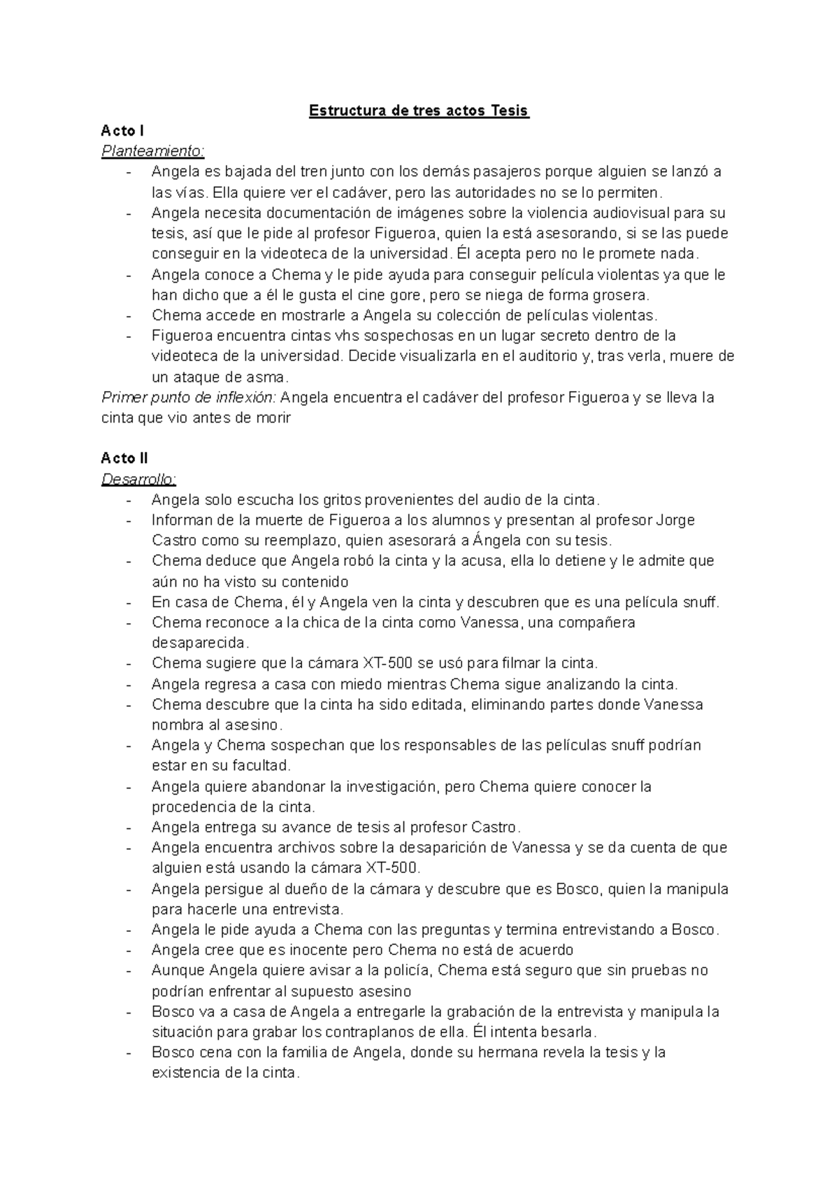 Estructura en Actos - Tesis - Estructura de tres actos Tesis Acto I ...
