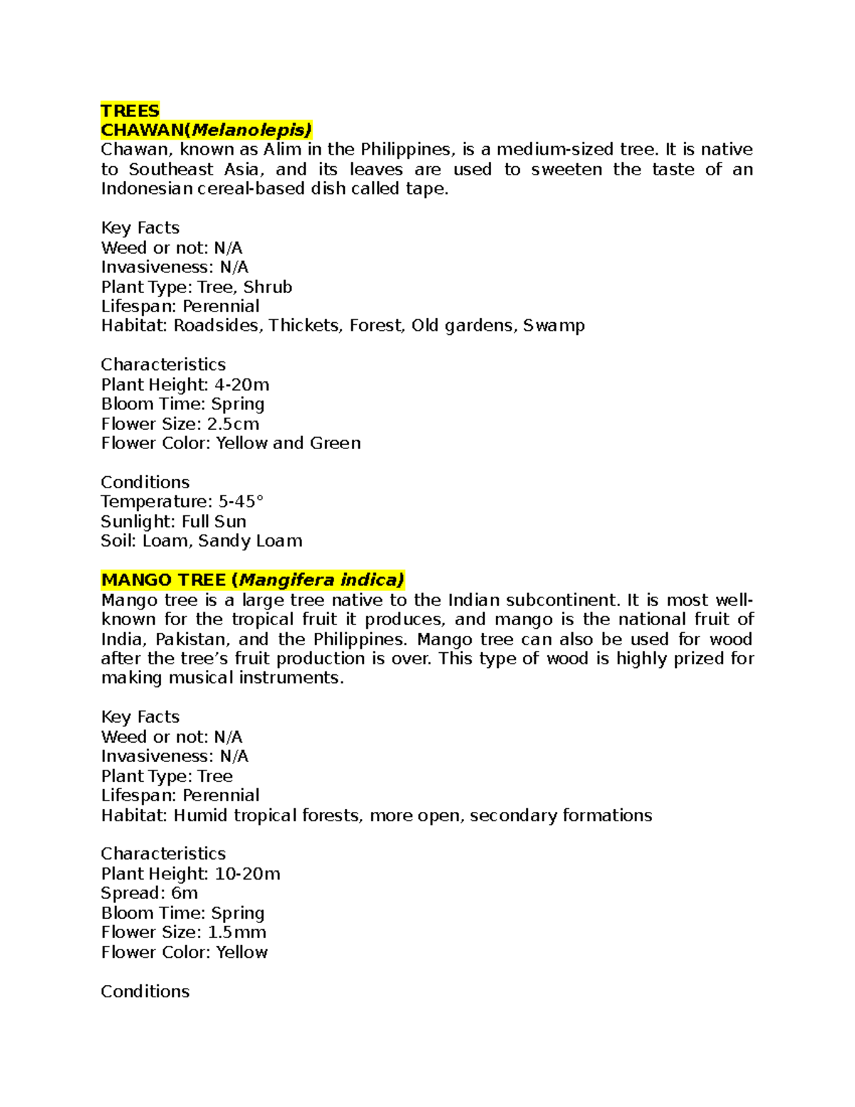 Existing- Plants - TREES CHAWAN(Melanolepis) Chawan, known as Alim in ...