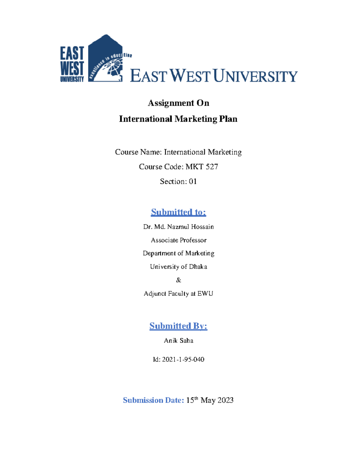 Assignment-on-International-Marketing-Plan - International Business ...
