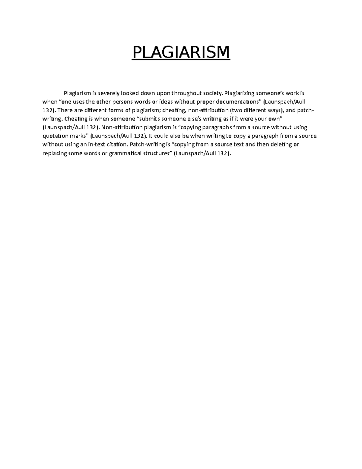 Plagiarism - Practice materials - PLAGIARISM Plagiarism is severely ...