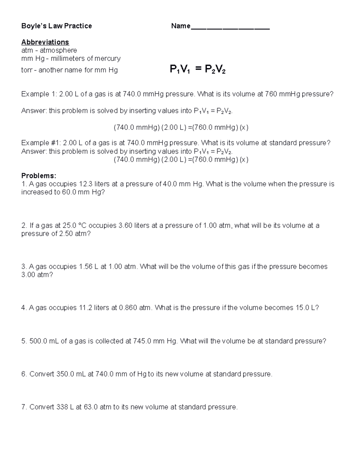 Boyles laws Practice worksheetsx - Boyle’s Law Practice Name ...