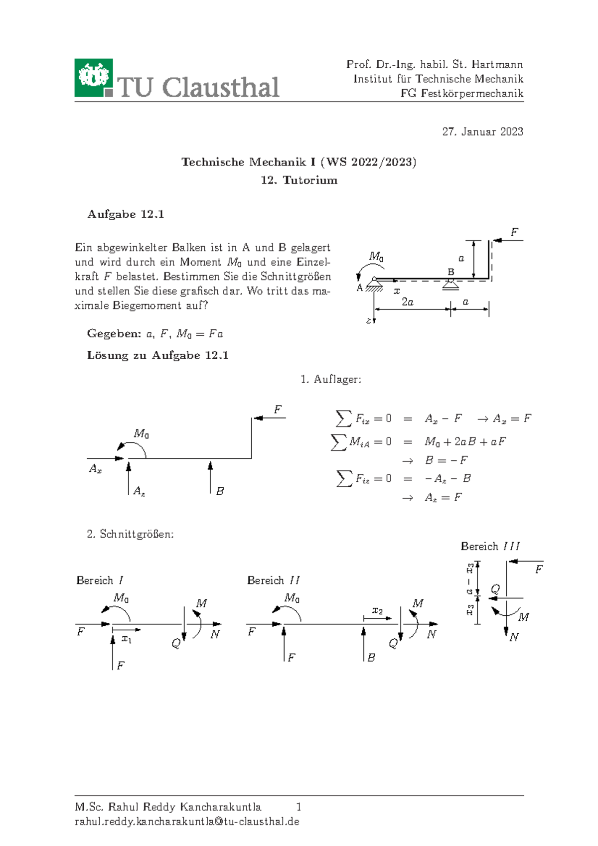 TECHNISCHE Mechanik - Prof. Dr.-Ing. habil. St. Hartmann Institut f ̈ur ...