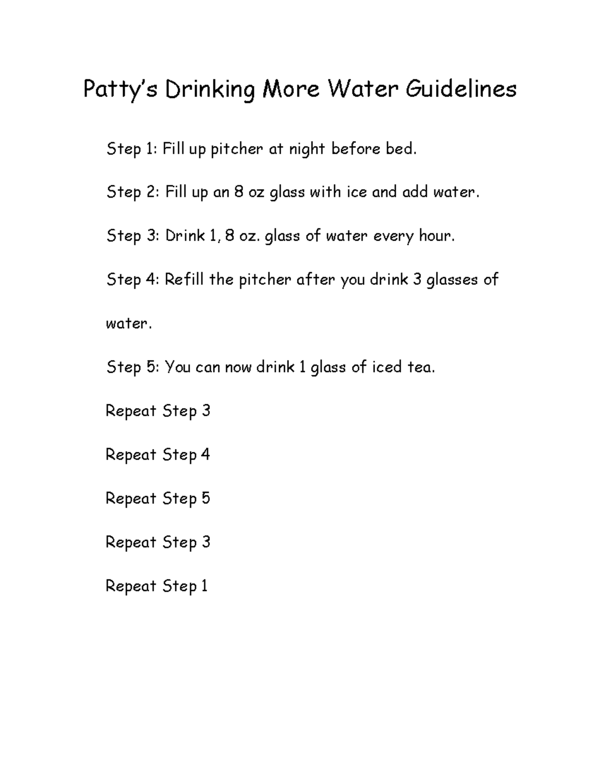 Task Analysis - EEX 3241 - Patty’s Drinking More Water Guidelines Step ...