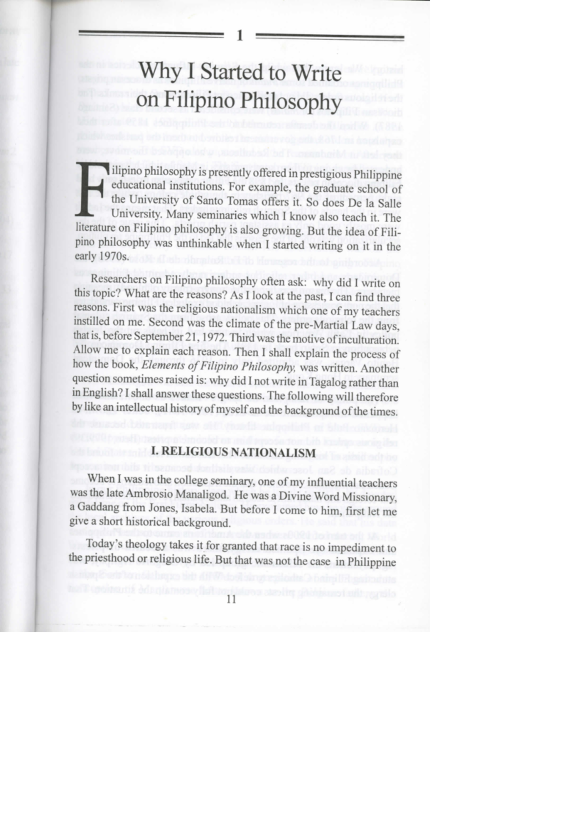 Mercado, Leonardo - Why I Started to Write on Filipino Philisophy ...