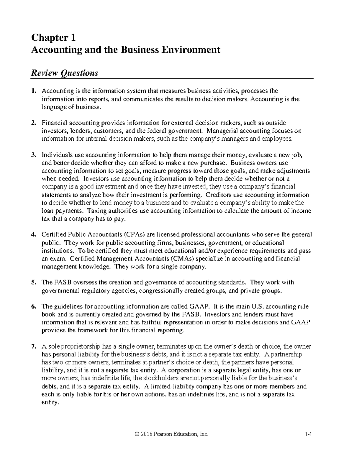 Chapter 1 Classroom homework - Chapter 1 Accounting and the Business ...