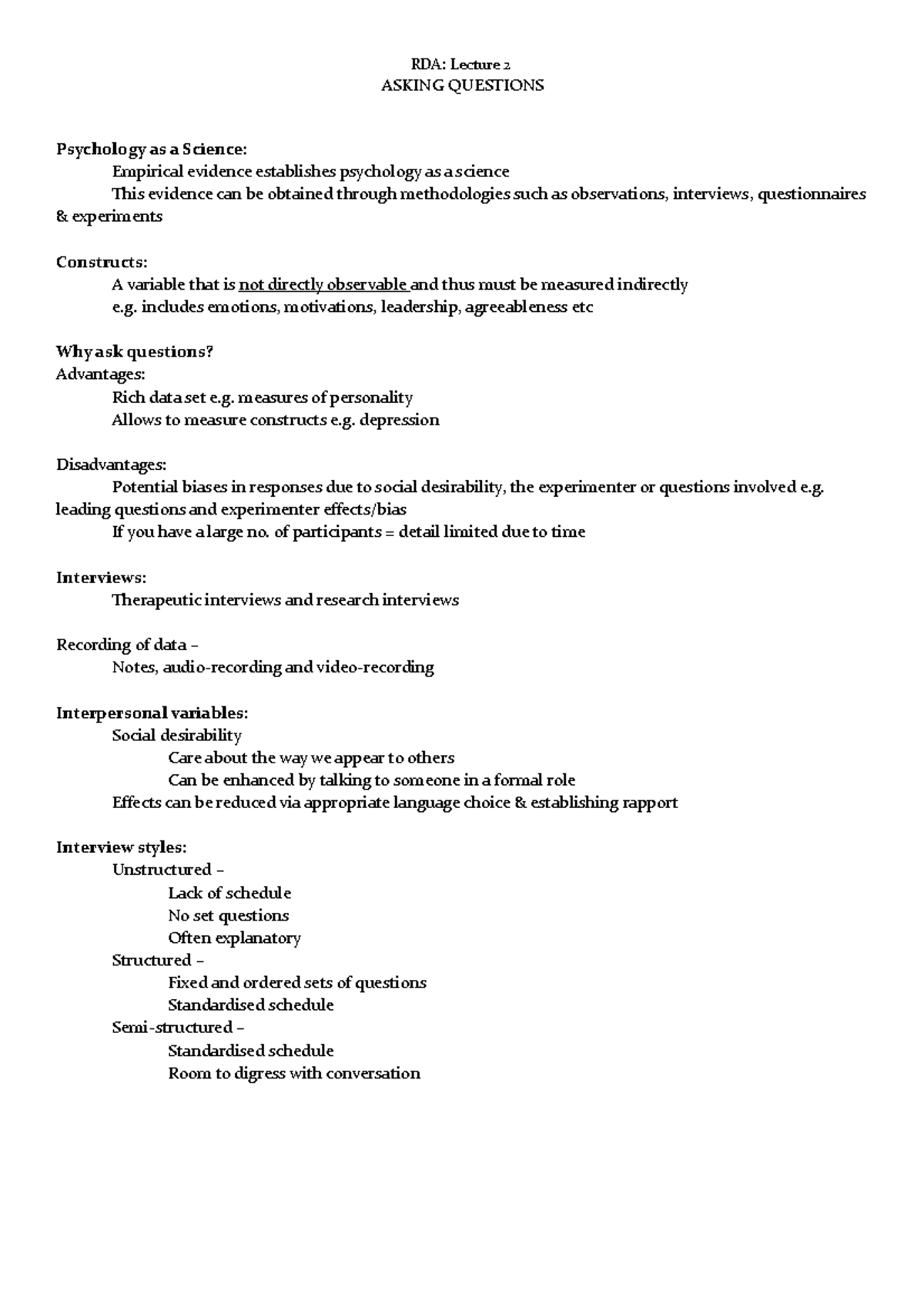 Asking Questions - ASKING QUESTIONS Psychology as a Science: Empirical ...