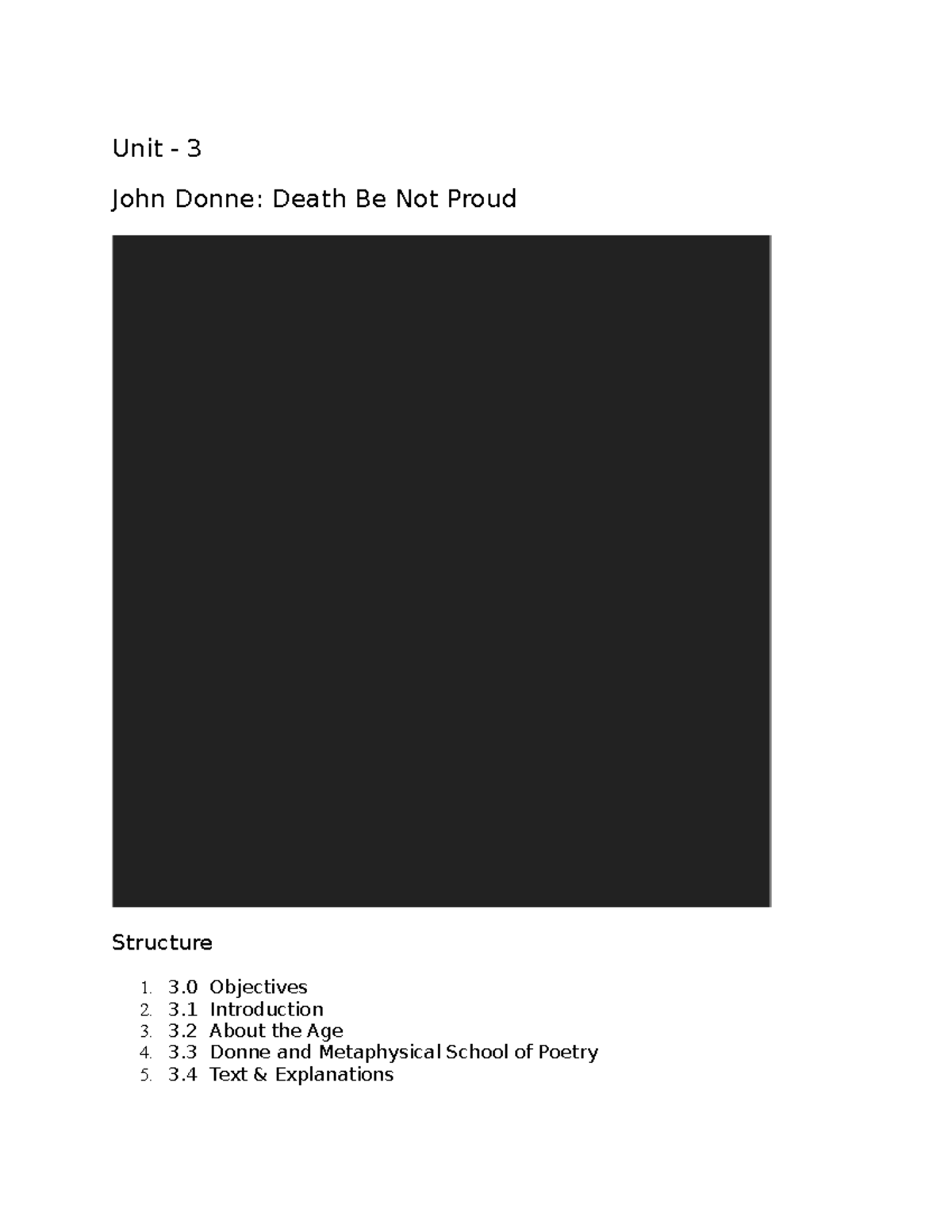 Pd 2 - coursework - Unit - 3 John Donne: Death Be Not Proud Structure 3 ...