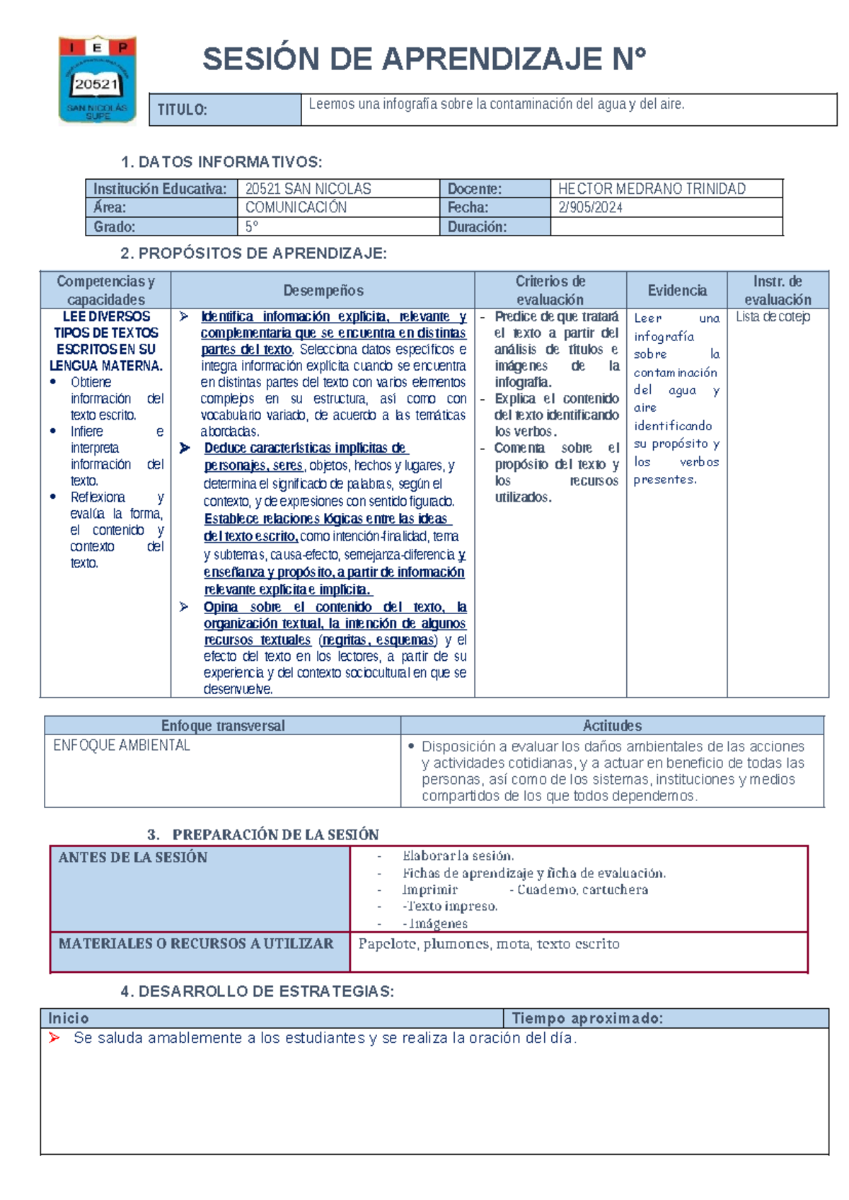 Sesion Leemos Infografias - SESIÓN DE APRENDIZAJE N° TITULO: Leemos una infografía sobre la ...