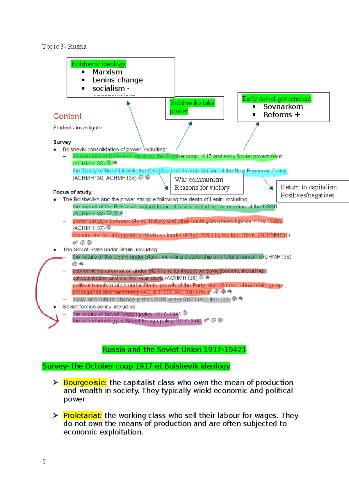 Topic 3 - soviet union notes - Topic 3- Russia Russia and the Soviet ...