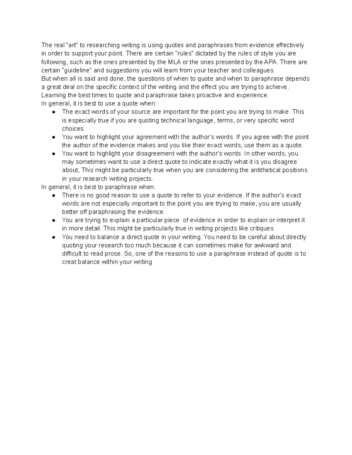 When to quote, when to paraphrase - The real “art” to researching ...