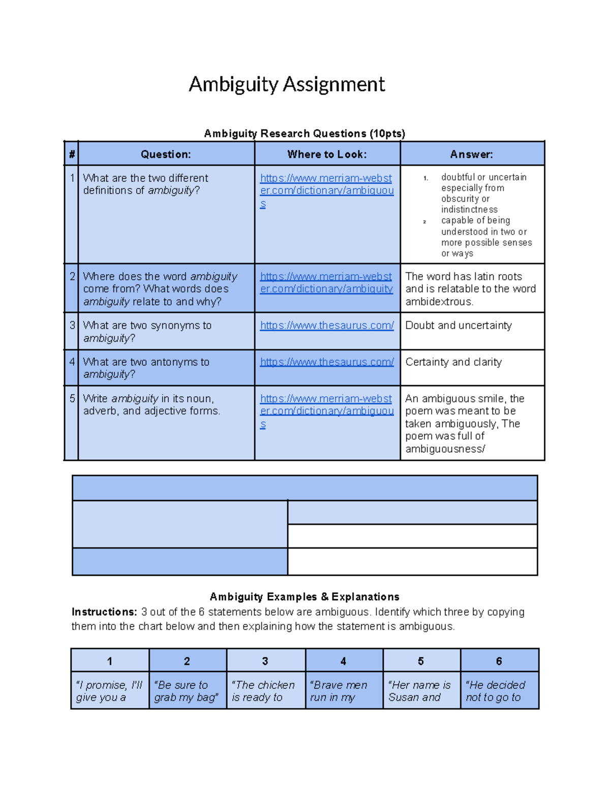 Copy of Ambiguity Assignment - Ambiguity Assignment Ambiguity Research ...