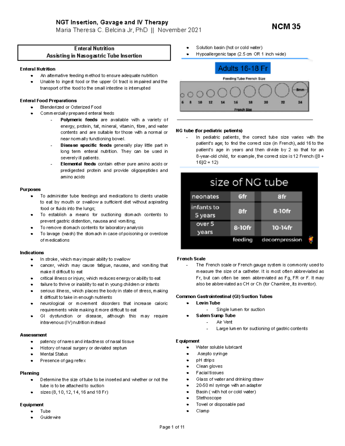 NGT Insertion Gavage and IV Therapy - Belcina Jr, PhD || November 2021 ...
