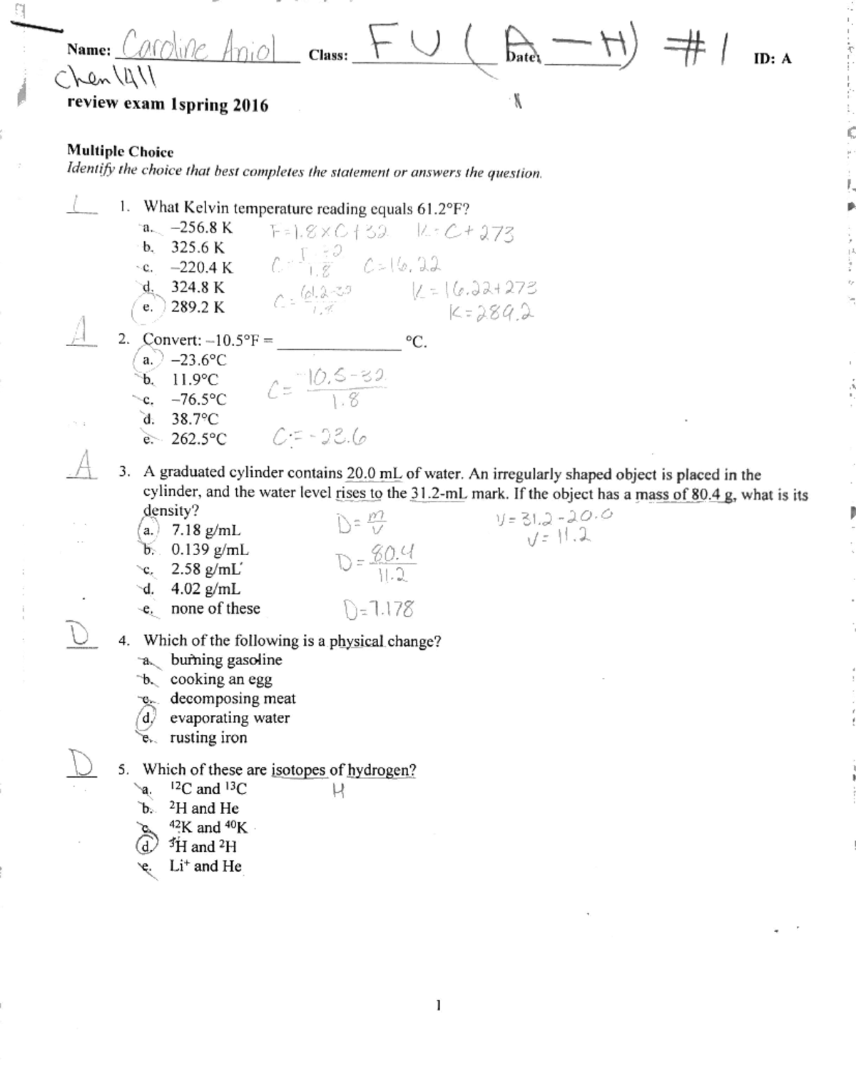 Chem Review 1 - CHEM 2425 - Studocu