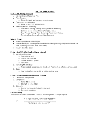 MKT 300 Exam 1 Study Guide - MKT 300 Exam 1 Study Guide Definition of ...