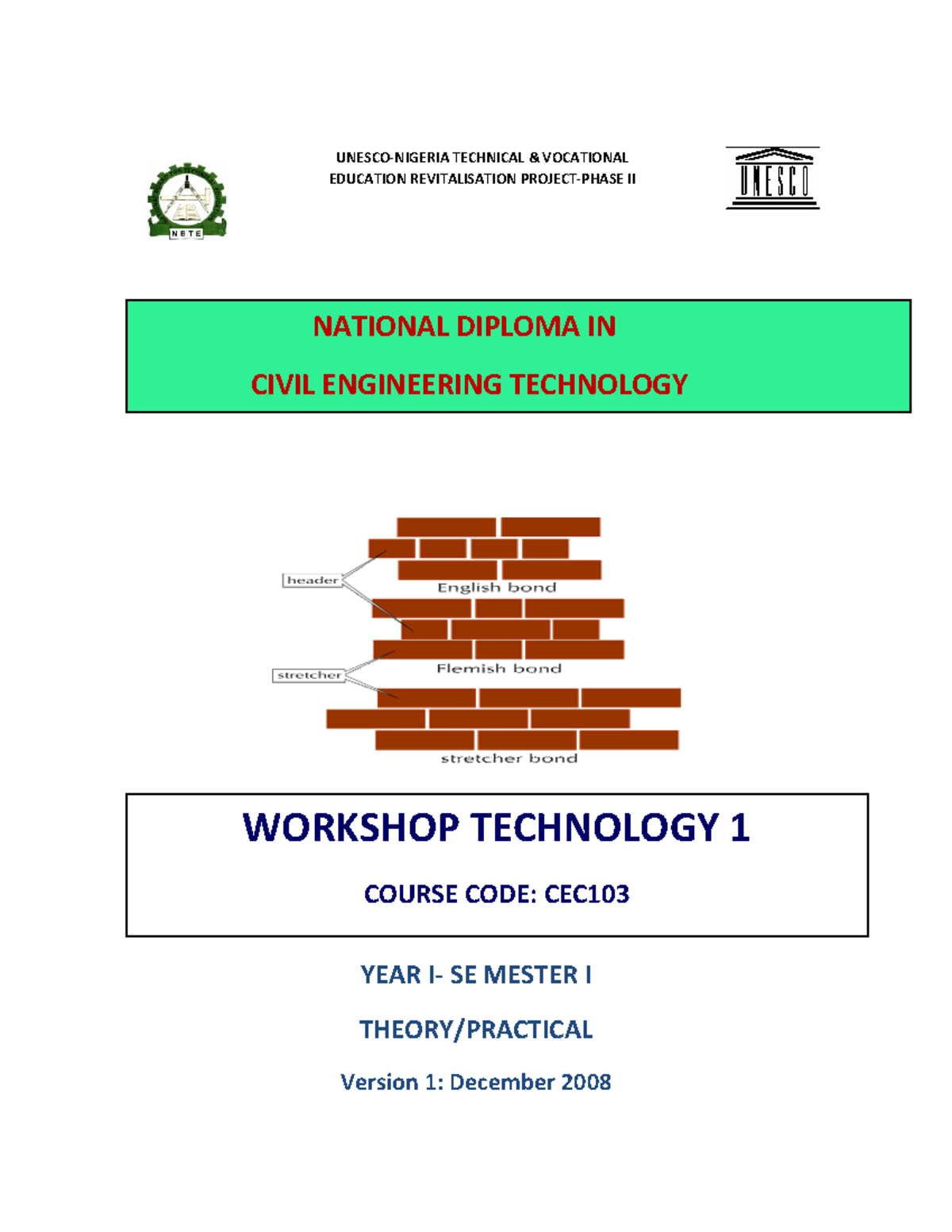 210194279 Cec 103 Workshop Technology 1 - UNESCO-NIGERIA TECHNICAL ...