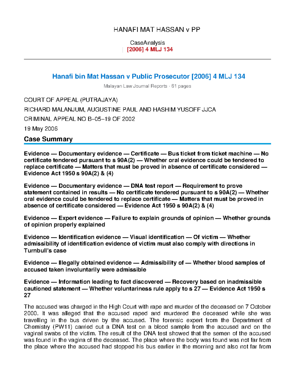 Hanafi bin Mat Hassan v Public Prosecutor, [2006 ] 4 MLJ - HANAFI MAT ...