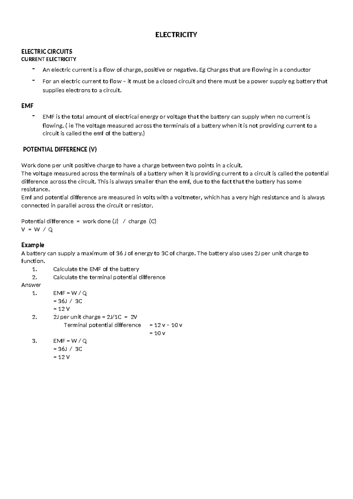 Electricity 2020 term 2 - ELECTRICITY ELECTRIC CIRCUITS CURRENT ...