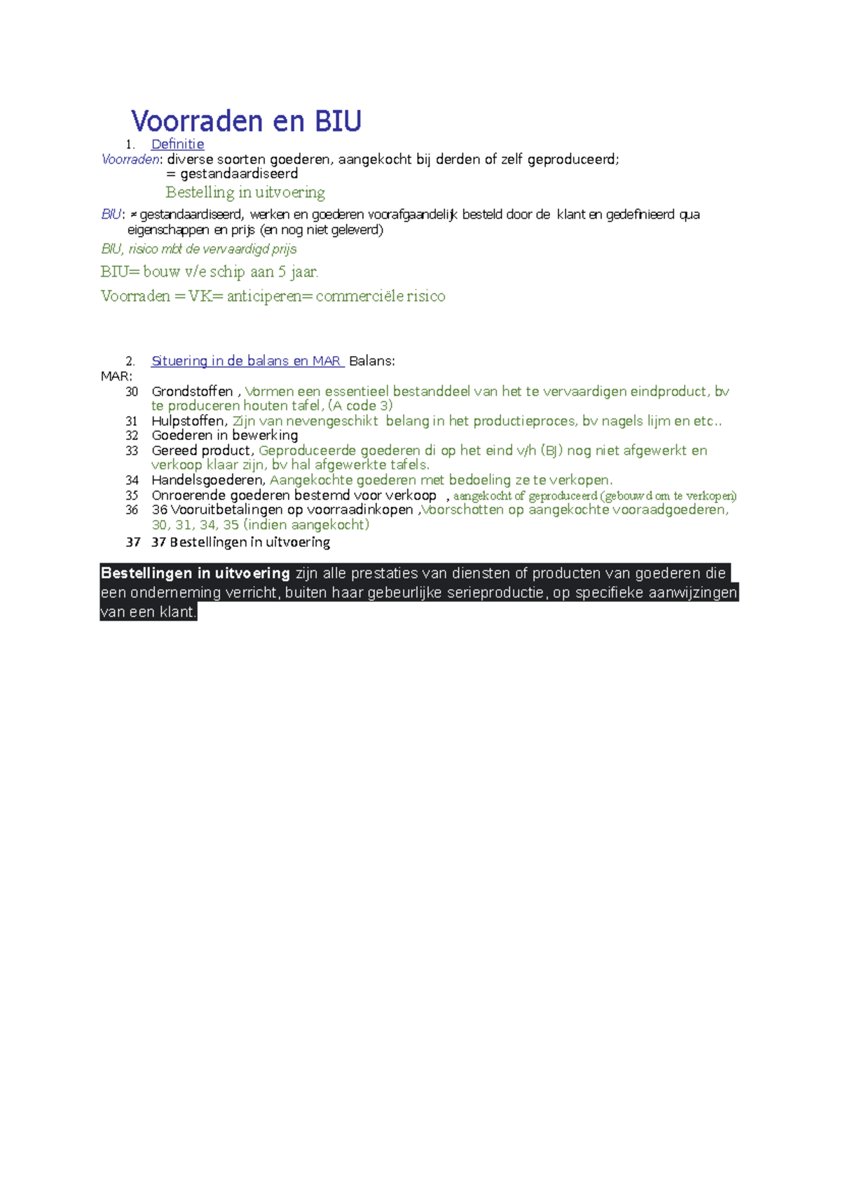 Oefening en uitleg over voorraden, met t rekening. - Voorraden en BIU ...