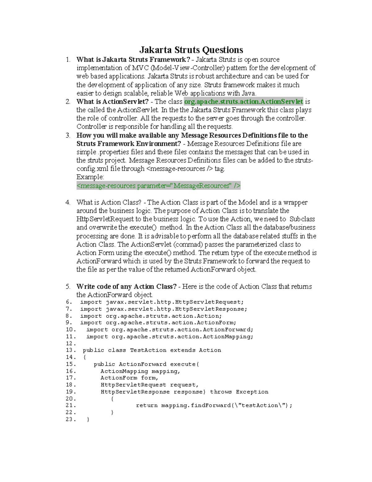 Jakarta Struts Questions - What is Jakarta Struts Framework? - Jakarta ...