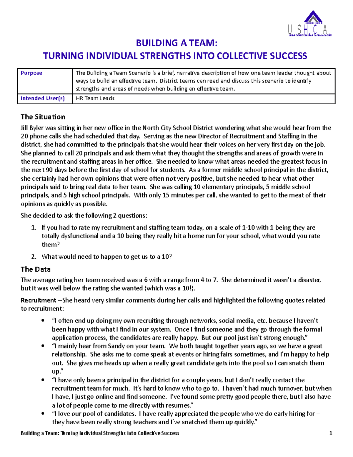 Building a Team Scenario - District teams can read and discuss this ...