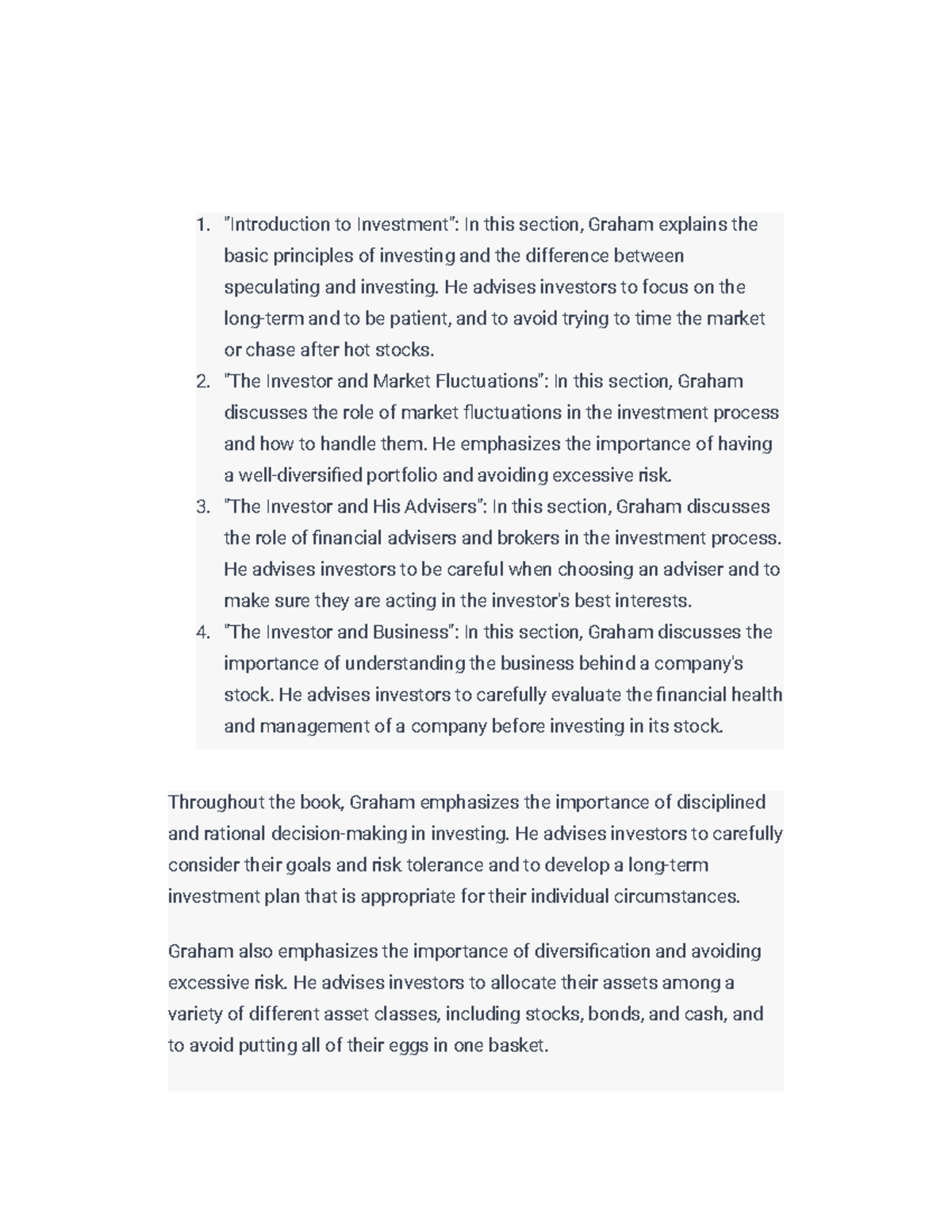 The Intelligent Investor Book Outline - "Introduction to Investment ...