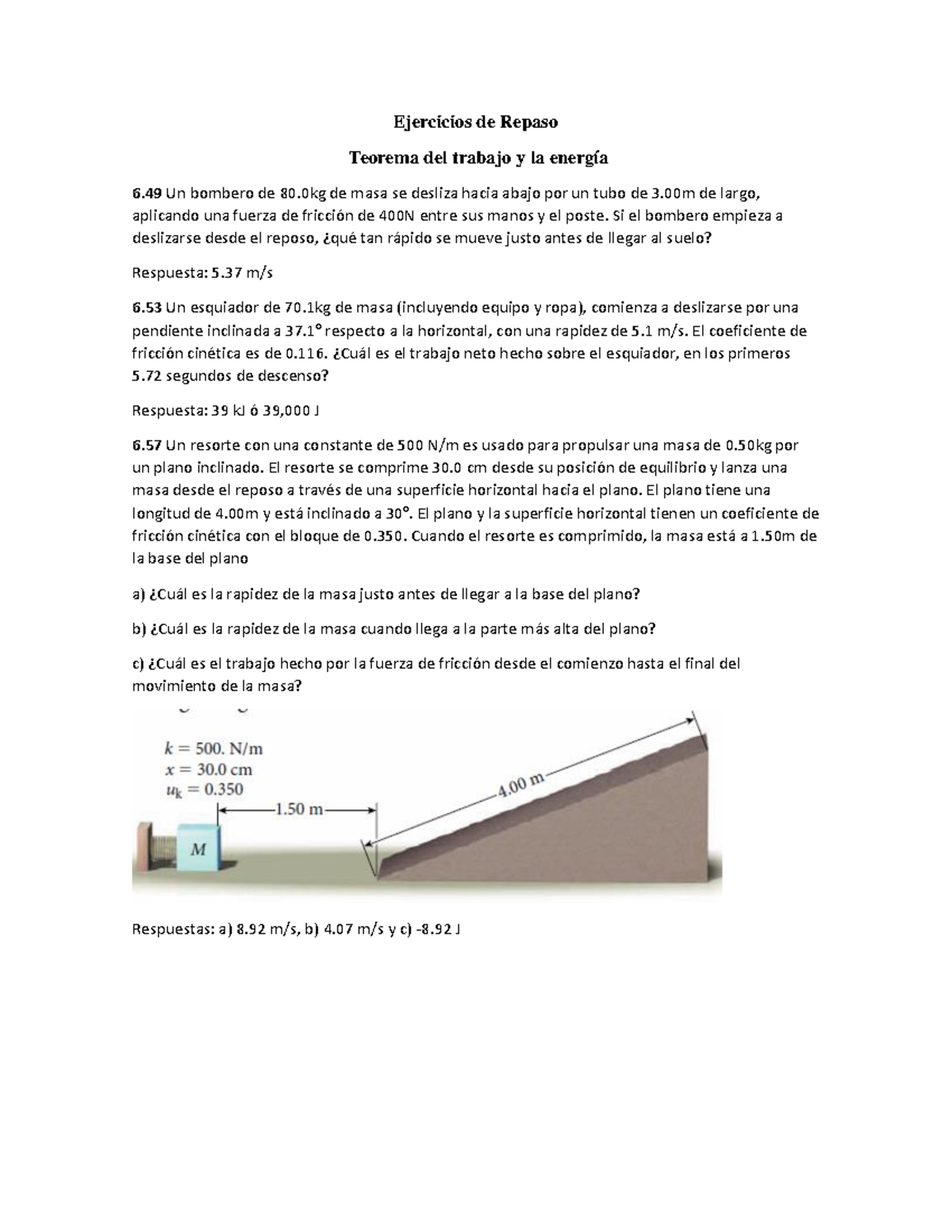 Ejercicios Repaso Teorema Trabajo Energ%C3%ADa - Ejercicios de Repaso ...