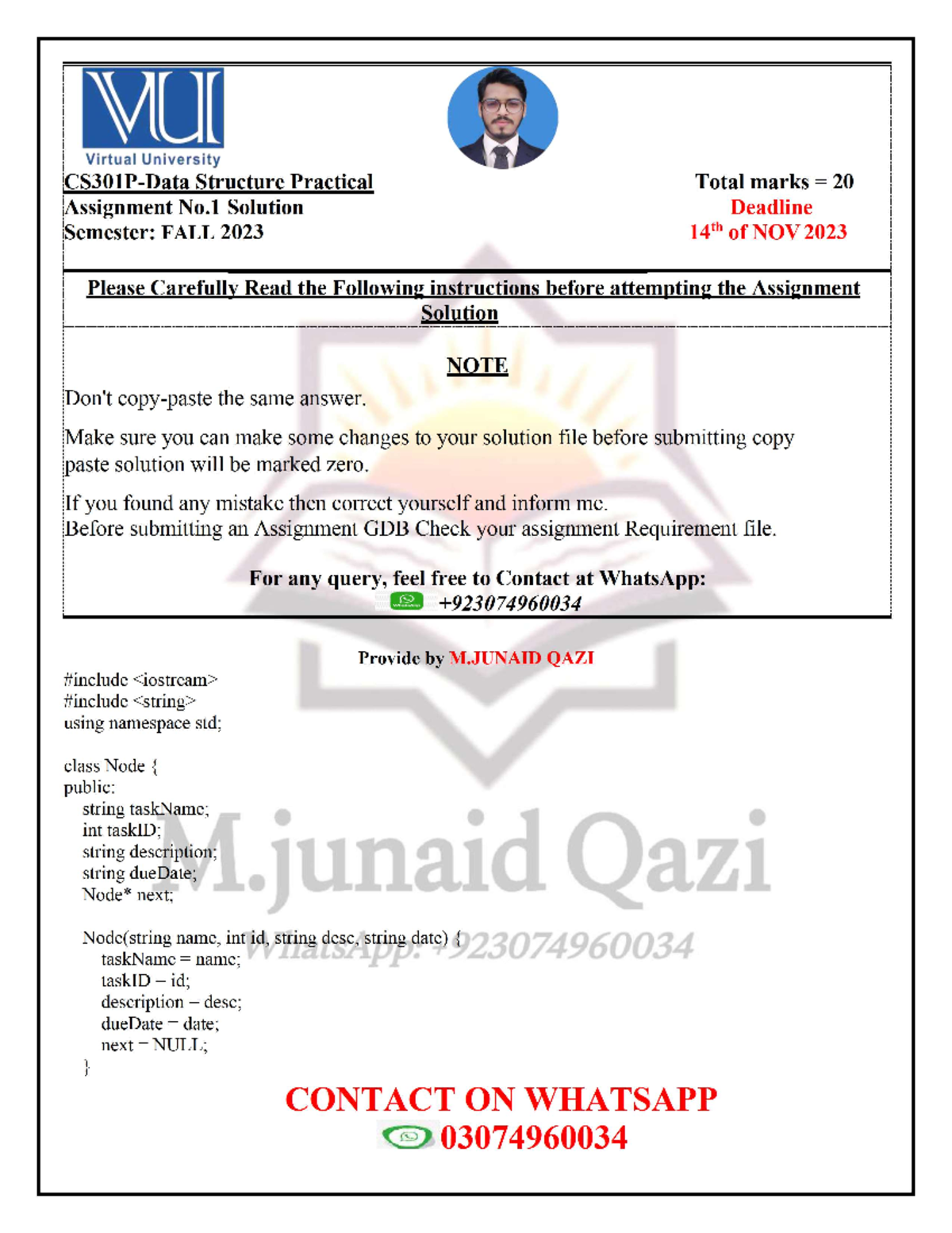CS301P-Assignment No.1 100% accurate Solution By M.junaid Qazi - Computer science - Studocu