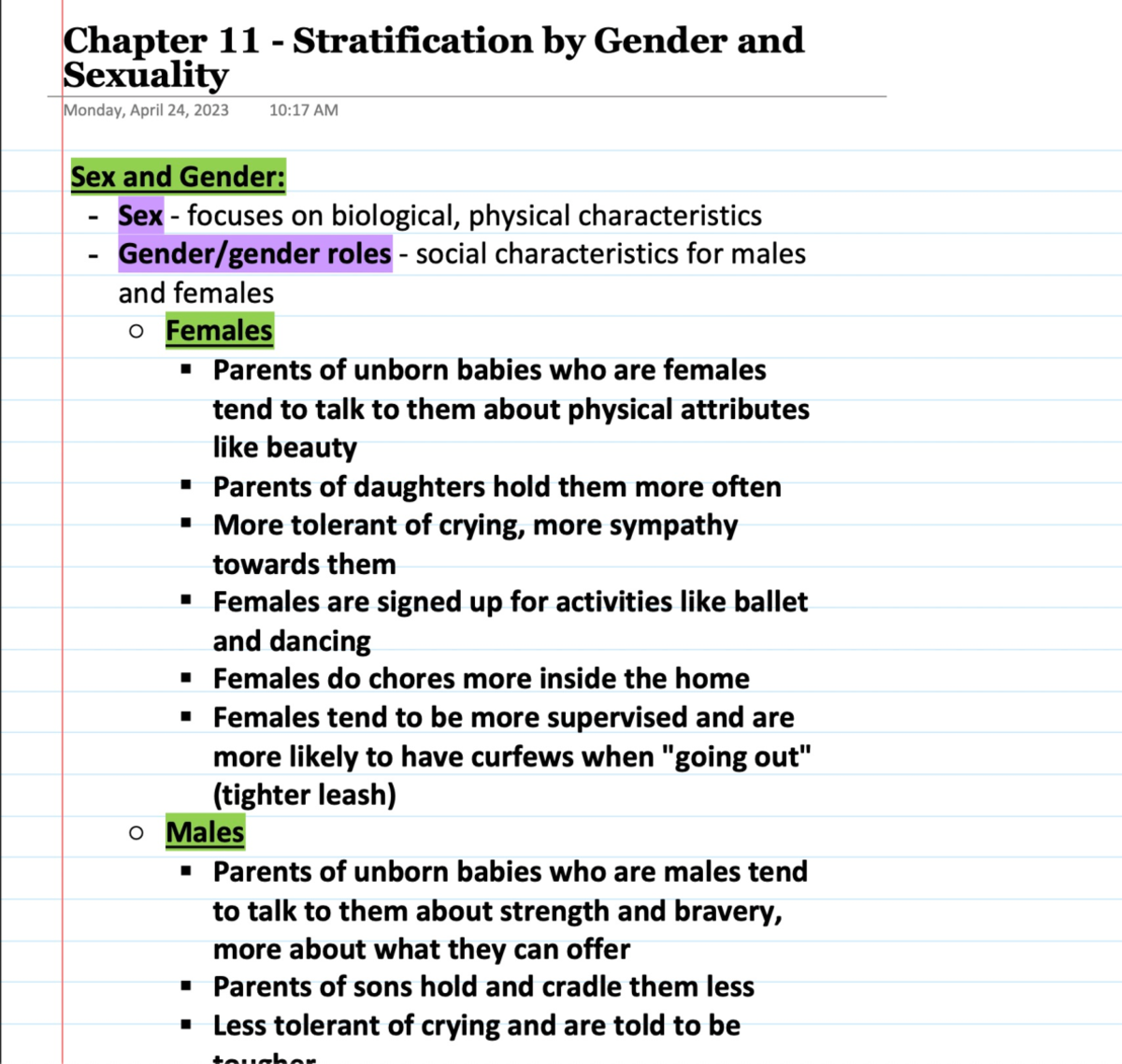 Chapter 11 - Stratification by Gender and Sexuality - SOC 101 - Studocu