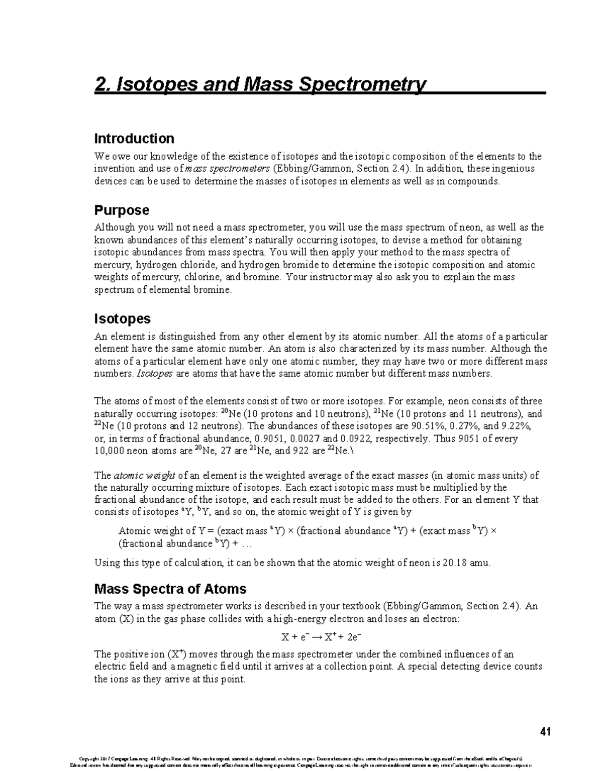 Lab 2 manual - 41 2. Isotopes and Mass Spectrometry Introduction We owe ...