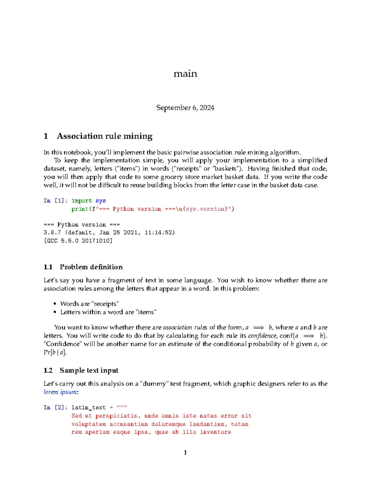 Main Vocareum Homework Notebook Main September 6 2024 1 Association Rule Mining In This 