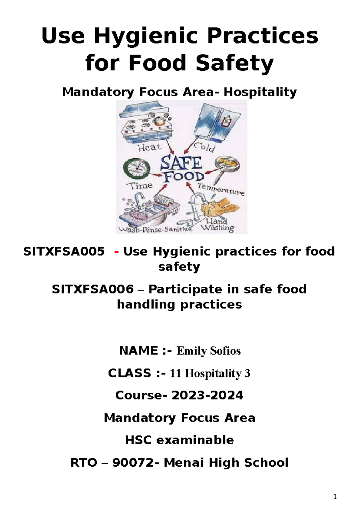 Use Hygienic Practices for Food Safety booklet - Use Hygienic Practices ...