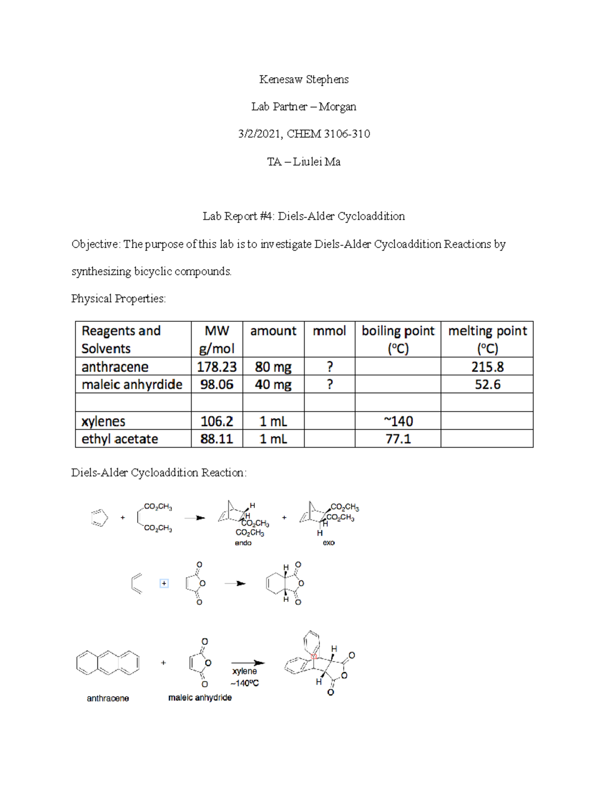 Lab Report 4 OCHEM LAB 2021-Spring - Kenesaw Stephens Lab Partner ...