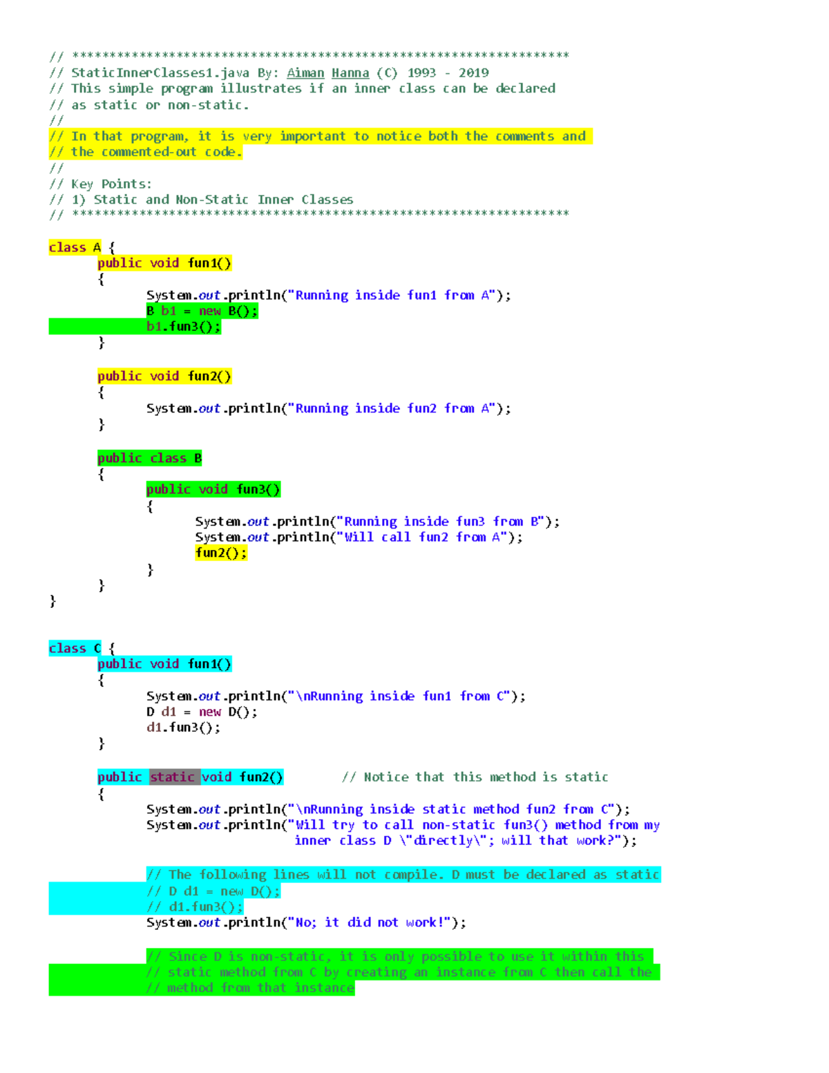 Static Inner Classes 1