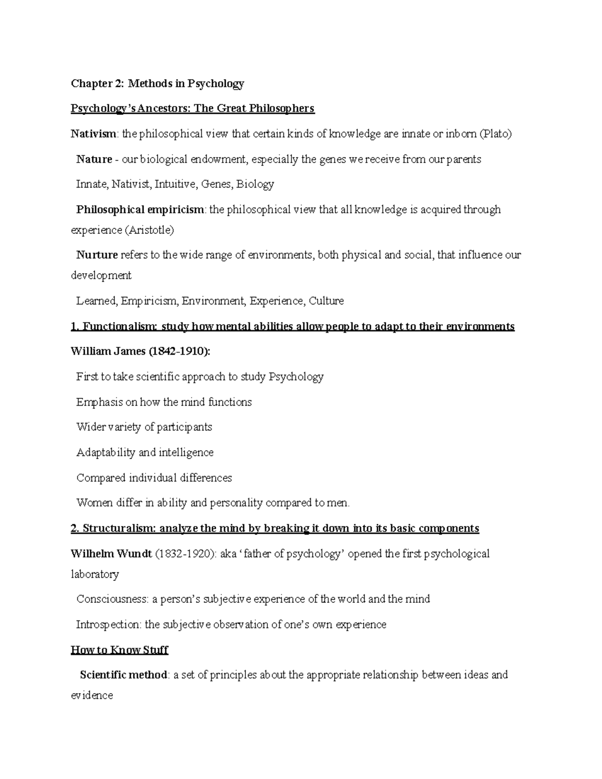 Psych unit 2 - Dr. Cousins - Chapter 2: Methods in Psychology ...