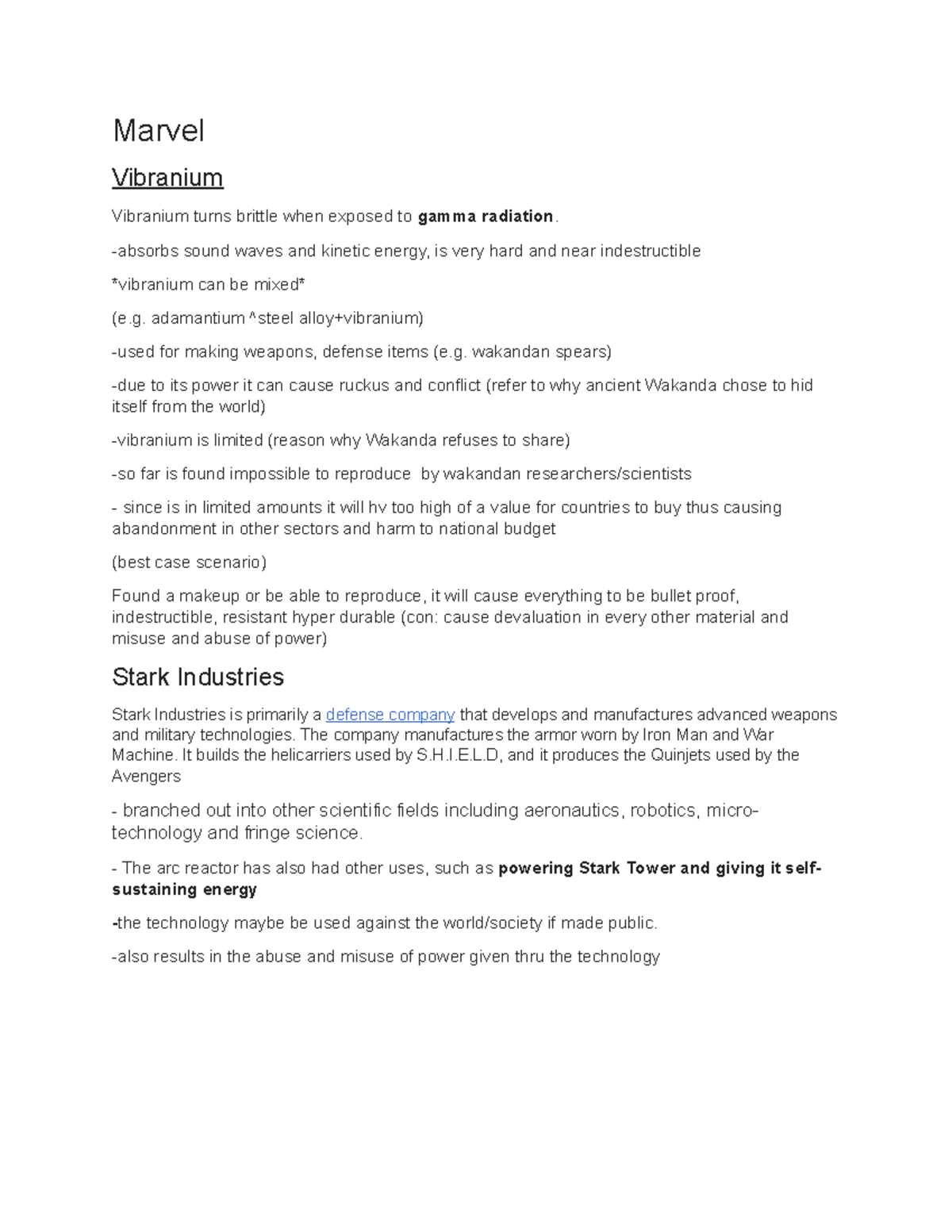 Marvel - notes - Marvel Vibranium Vibranium turns brittle when exposed ...