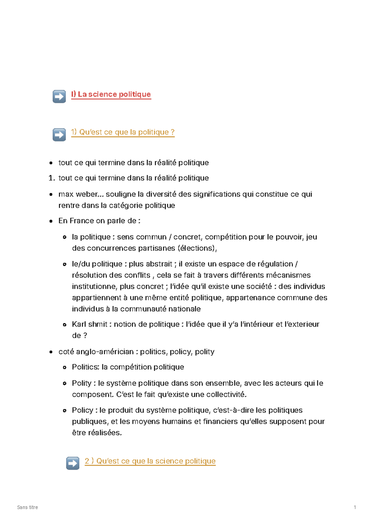 Sciencepo seance 1 - //-==//=-= - I La science politique 1 Quʼest ce ...
