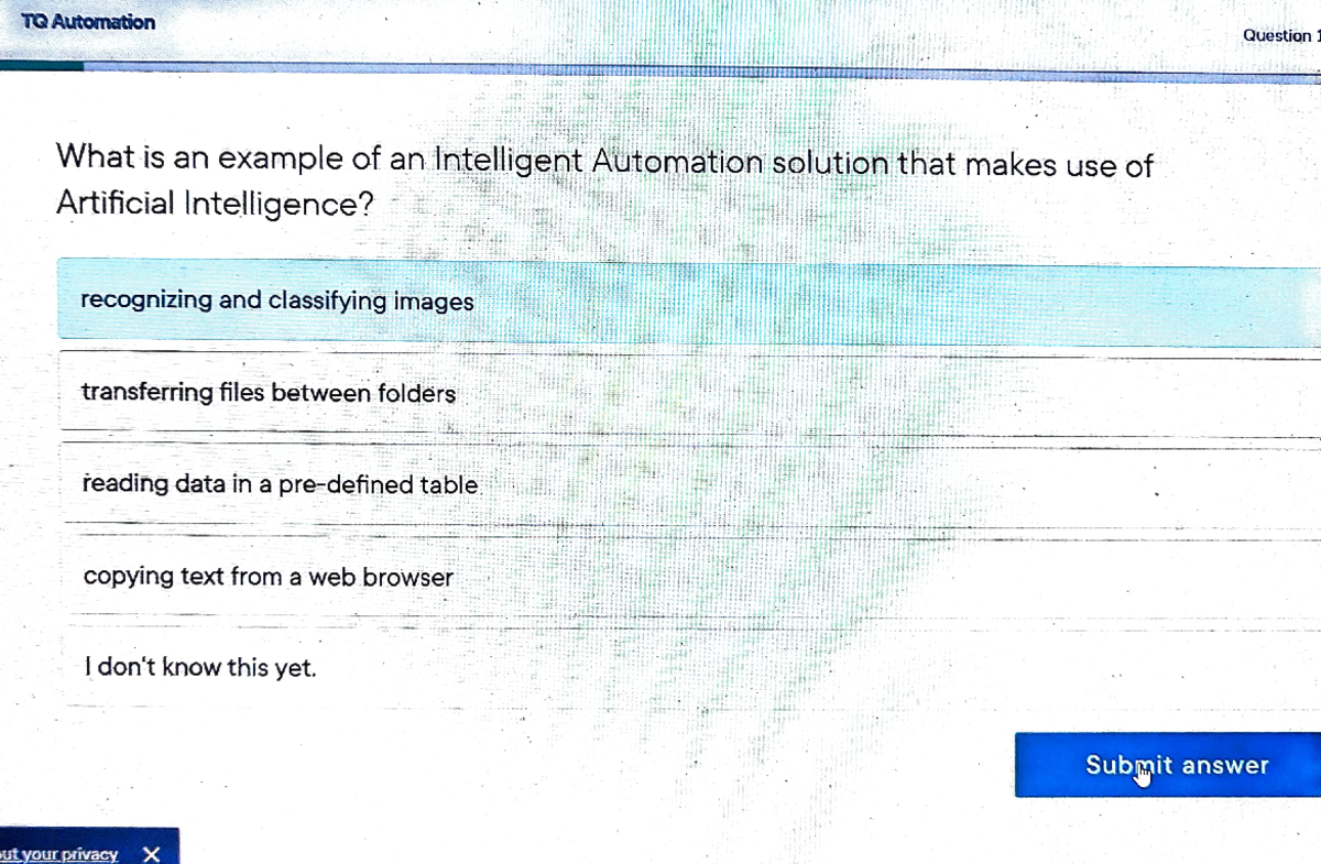 Automation (1).pdf - TO Automation Question í What is an example of an ...