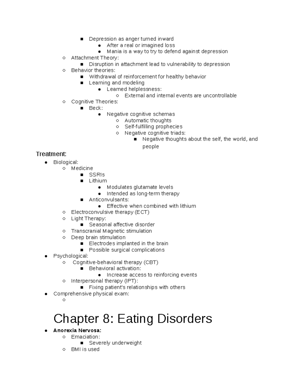 Abnormal psych chapter 1 notes-6 - Depression as anger turned inward ...