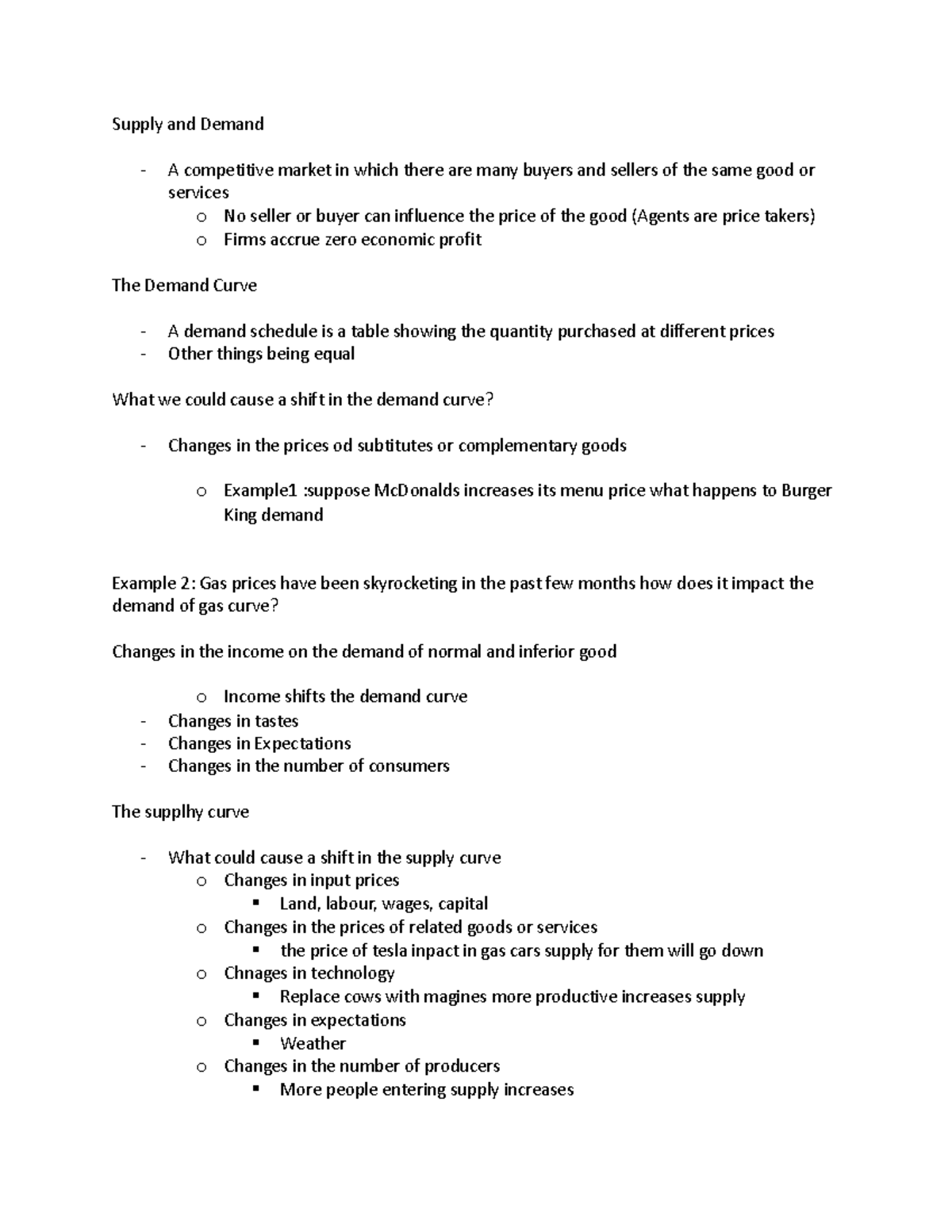 ECON 2031 - Econ notes - Supply and Demand - A competitive market in ...